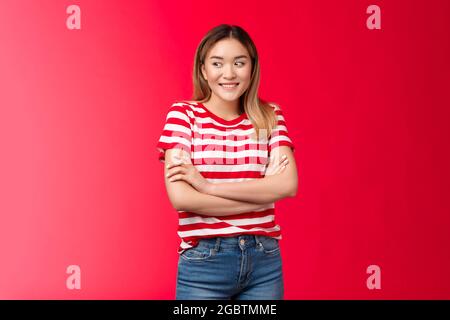 Positive cute and silly asian girlfriend posing photograph lovely ...