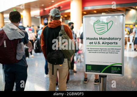 Seattle, Washington, USA. 5th Aug, 2021. As outbreaks the delta variant ...