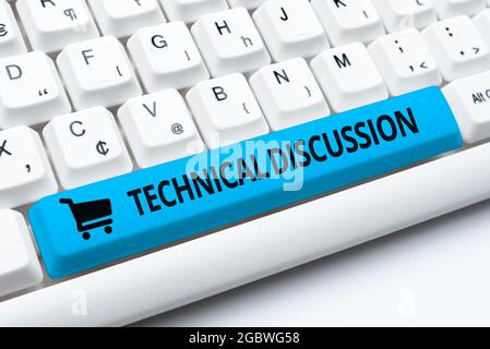 Sign displaying Technical Discussion. Business showcase conversation or ...
