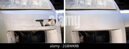 Car Dent Damage Repair Before And After Stock Photo - Alamy