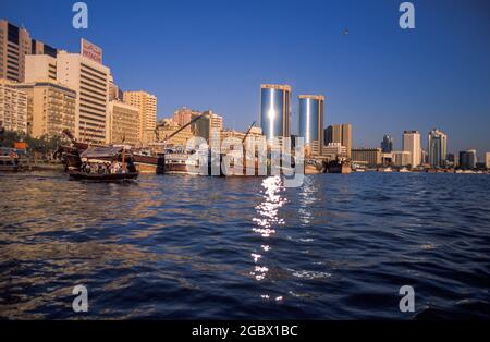 Abra boat ride across the Dubai Creek, Dubai, United Arab Emirates ...