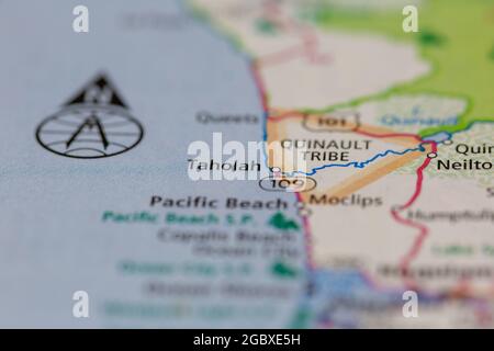 Taholah Washington State USA shown on a road map or Geography map Stock ...