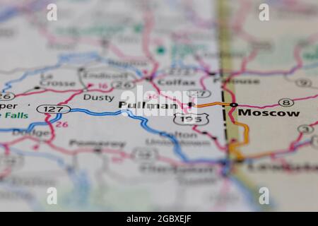 Pullman Washington State USA shown on a road map or Geography map Stock ...