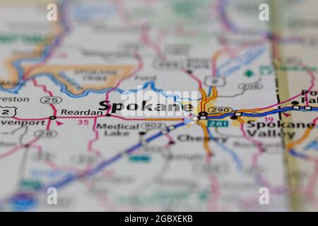 Spokane, Washington state, road map Stock Photo - Alamy