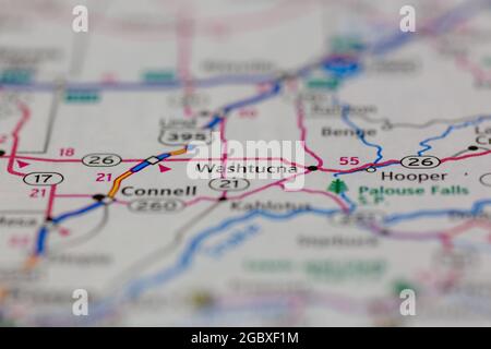 Washtucna Washington State USA shown on a road map or Geography map ...