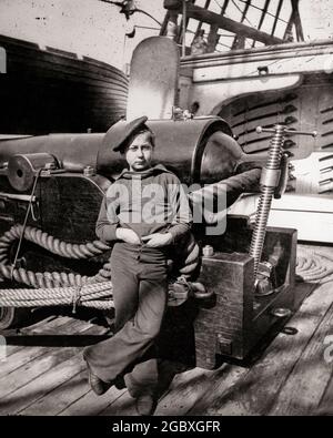 Historic black powder cannon standing guard over a shoreline Stock ...