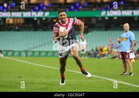Daniel Tupou of the Roosters scores a try during the NRL Round 21 match ...