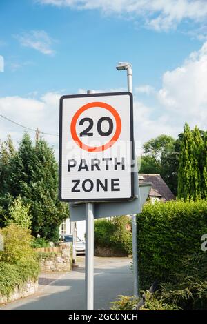 Bilingual Welsh road sign, (reduce speed now) Wales, UK Stock Photo - Alamy