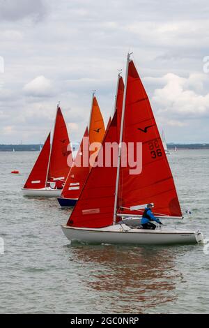 Racing yachts and yachtsmen at the annual cowes week sailing regatta at ...