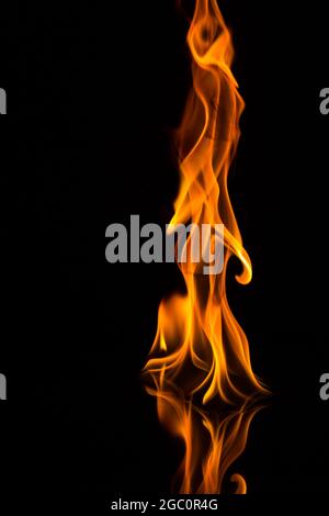 fire flames with reflection on black background Stock Photo - Alamy