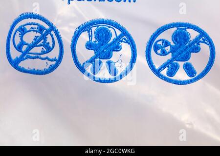 Danger of suffocation do not put bag on head keep away from babies and ...