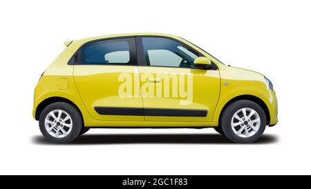 French sport hatchback car side view isolated on white background Stock ...