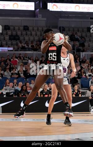 Shimona Nelson of the Magpies during the Super Netball Round 5 match ...