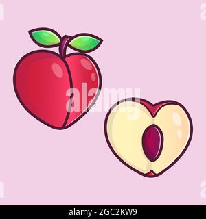 Peach pattern cartoon style. Peaches seamless pattern line art. Vector ...