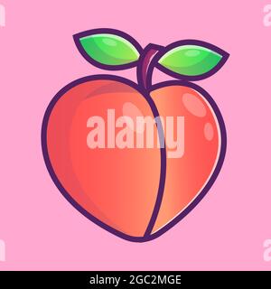 Peach pattern cartoon style. Peaches seamless pattern line art. Vector ...