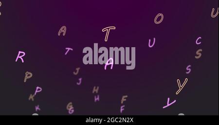 Digital image of multiple alphabets floating and moving against black background Stock Photo - Alamy