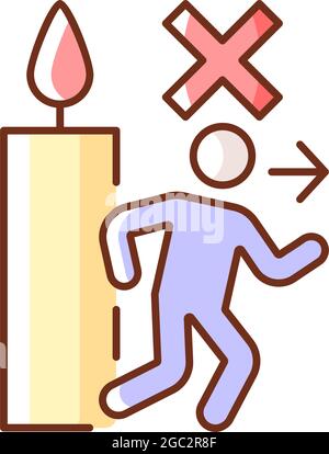 Never leave burning candle RGB color manual label icon for dark theme ...