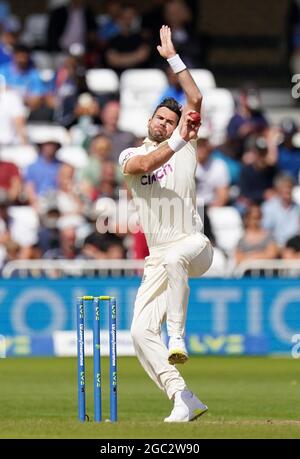 England's Jimmy Anderson bowls during day one of Cinch First Test match ...