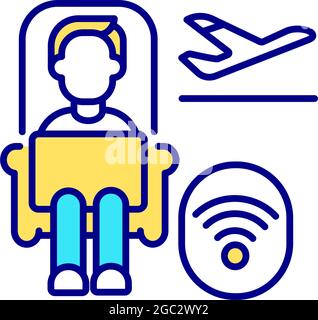 Inflight wifi concept icon. Airplane service. Internet onboard ...