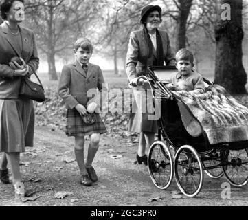 Prince Charles goes for a stroll in the park on his third birthday ...