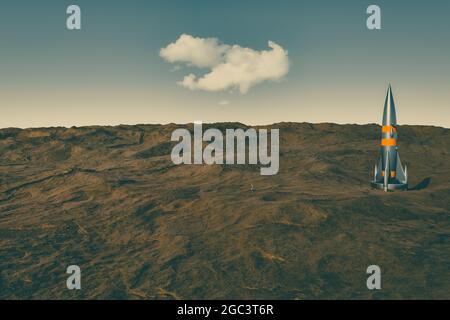 Rocket landed on the sand Stock Photo - Alamy
