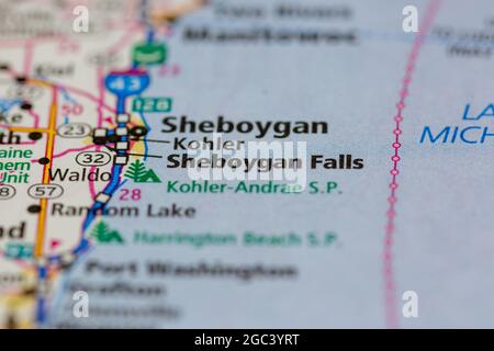 Sheboygan Wisconsin USA shown on a road map or Geography map Stock ...