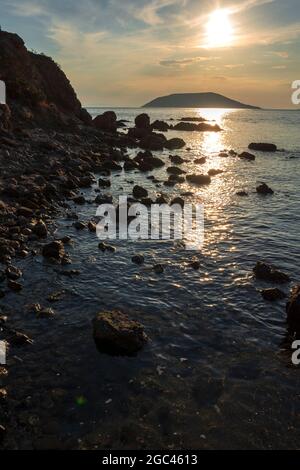 sunset on anavyssos beach in athens greece Stock Photo - Alamy