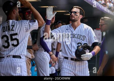 Colorado Rockies right fielder Sam Hilliard makes a catch on a fly ball ...