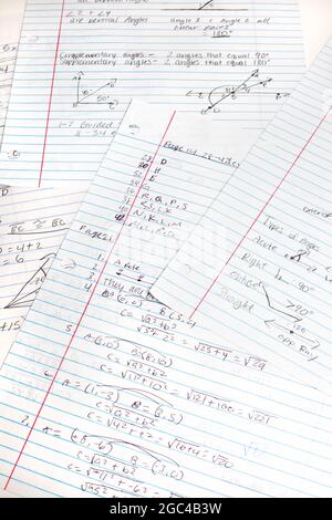 High school student's math quizzes V Stock Photo - Alamy