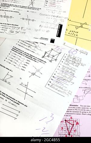 High school student's math quizzes V Stock Photo - Alamy