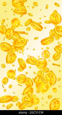 Chinese yuan coins falling. Bold scattered CNY coins. China money ...