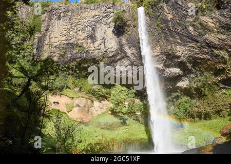 Bridal Veil Falls (Waireinga) Scenic Reserve sign near Raglan, Waikato ...
