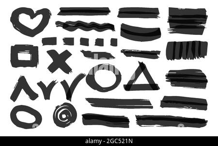 Text marker lines underline strokes set isolated on white background ...