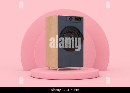 Abstract Modern Fashion Elegant Wooden Washing Machine in front of ...
