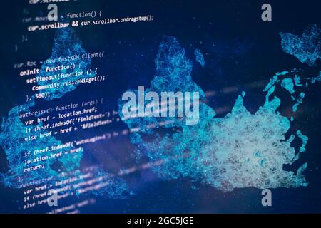 Digital tablet computer showing Stock Market index . Abstract IT ...
