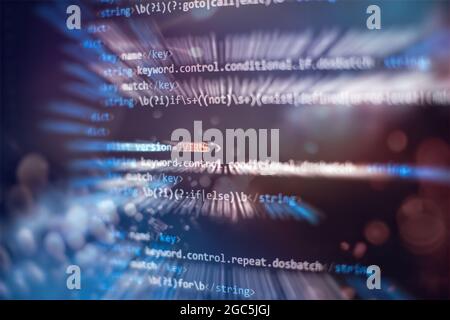 Notebook closeup photo. CSS, JavaScript and HTML usage. Monitor closeup ...
