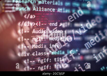 Modern tech. PHP syntax highlighted. Writing programming functions on ...