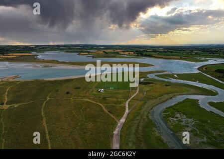 Aerial view of GAA pitch in Glencolumbkille in County Donegal, Republic ...