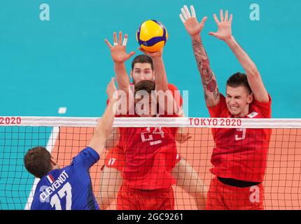 AUG 7, 2021 - Tokyo, Japan: Igor KOBZAR #24, Egor KLIUKA #18 and Ilyas ...