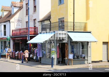 Shops on pretty Harbour Street, in coastal Whitstable, in north Kent ...