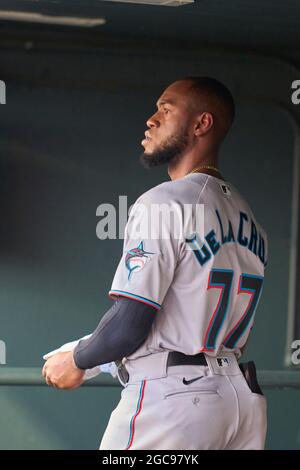 Miami Marlins' Bryan De La Cruz plays in a baseball game against the ...