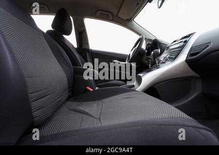 Modern car dashboard and front seats view Stock Photo - Alamy