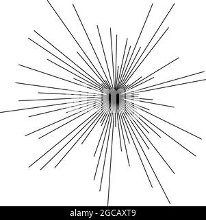 Radial radiating beam ray lines. Starburst, sunburst lineal element ...