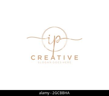 IP Feminine logo beauty monogram and elegant logo design, handwriting ...