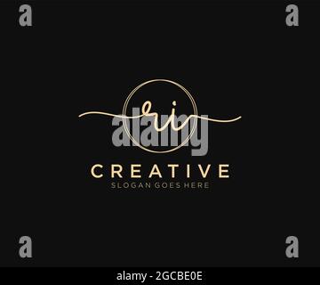 RI Feminine logo beauty monogram and elegant logo design, handwriting ...