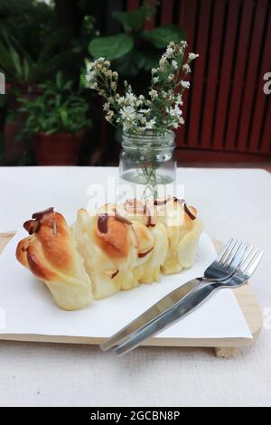 bun ,bread or almond bread or butter bread for serve Stock Photo - Alamy