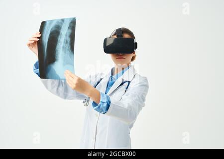 radiologist with virtual reality glasses x-ray technology Stock Photo ...