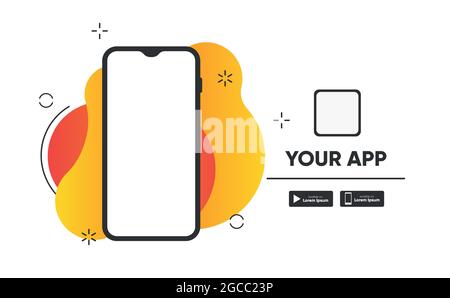Application development landing page template. Big computer monitor ...