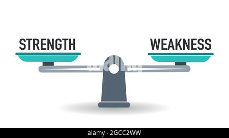 Strength Versus Weakness Scales Concept, Vector Illustration of ...