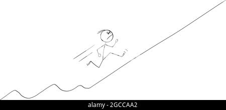 Person Running Uphill, Vector Cartoon Stick Figure Illustration Stock ...